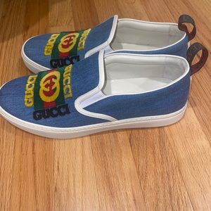 Gucci | Shoes | Gucci Mens Denim Slipon Sneakers Gucci Patch | Poshmark